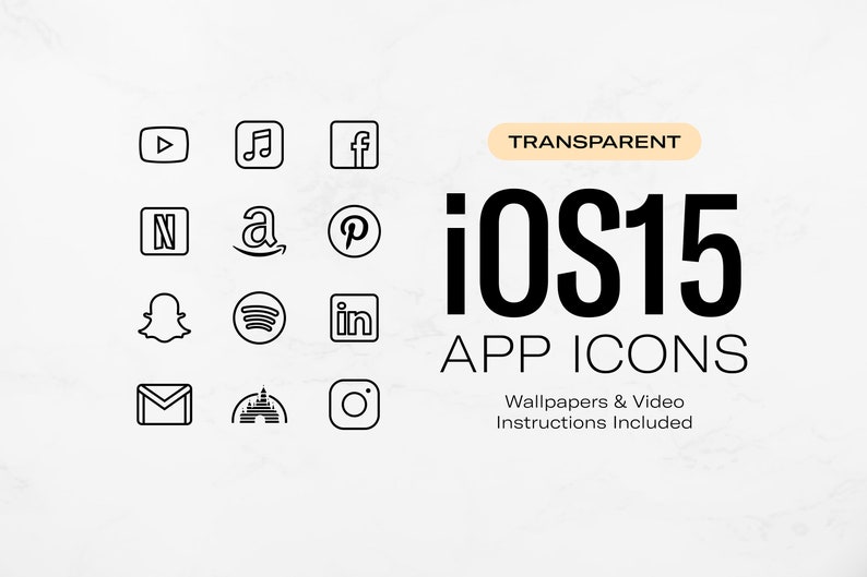 Black Transparent iPhone App Icons – Minimalist Ios15 & Ios16 (PNG) - Etsy