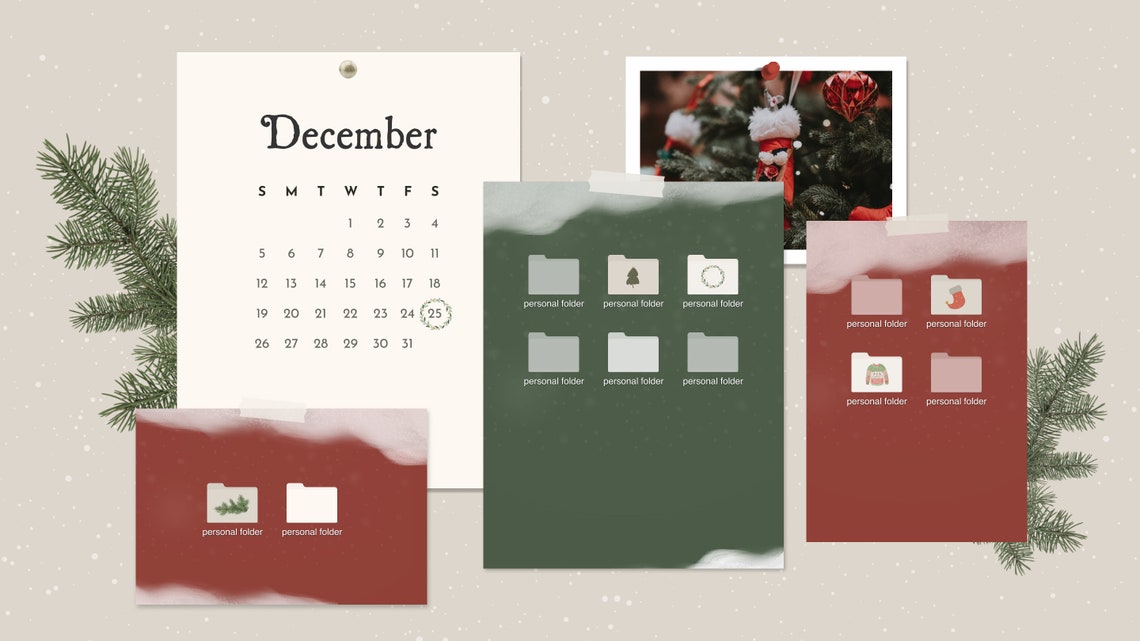 Christmas Desktop Wallpaper Organizer Includes Folders | Etsy