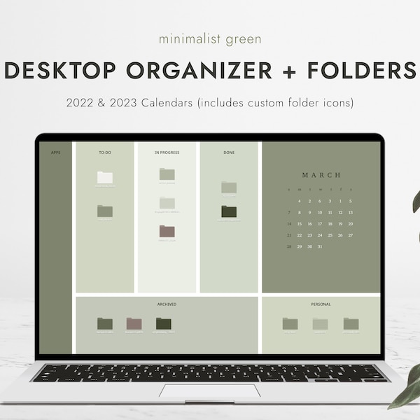 Green Desktop Wallpaper Organizer - Etsy