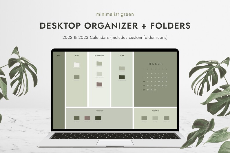 Green Desktop Wallpaper Organizer Custom Folder Icons | Etsy