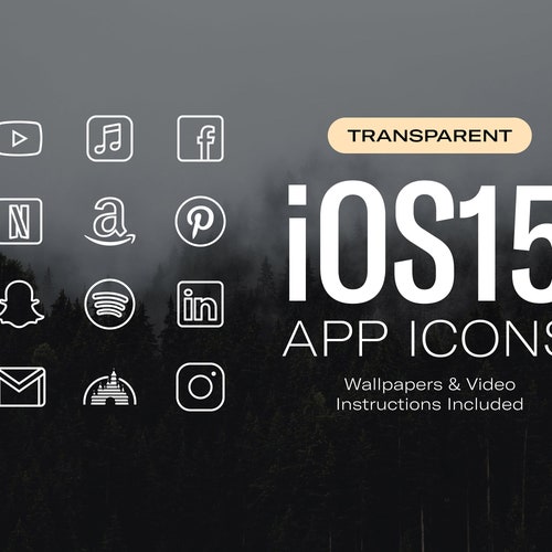 Transparent White Iphone App Icons Clean Outlined Minimal - Etsy