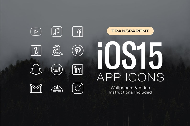 Transparent White Iphone App Icons Clean Outlined Minimal - Etsy