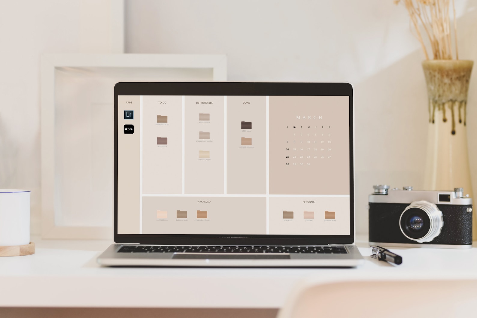 Warm Neutral Desktop Wallpaper Organizer Custom Folder Icons - Etsy