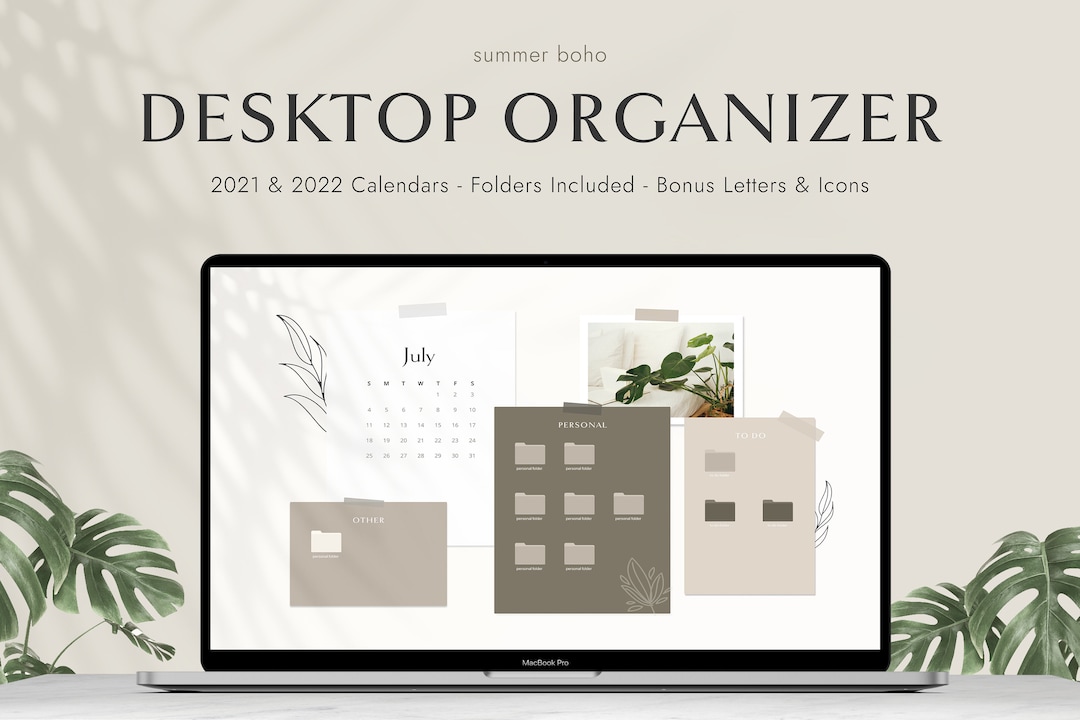 Summer Boho Desktop Wallpaper Organizer | 16 Folders | 2021, 2022 ...