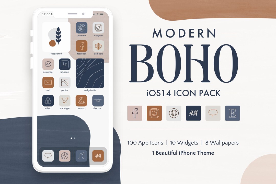Modern Neutral Boho | iPhone Ios16 App Icons | 100 Icons in 6 Colors ...
