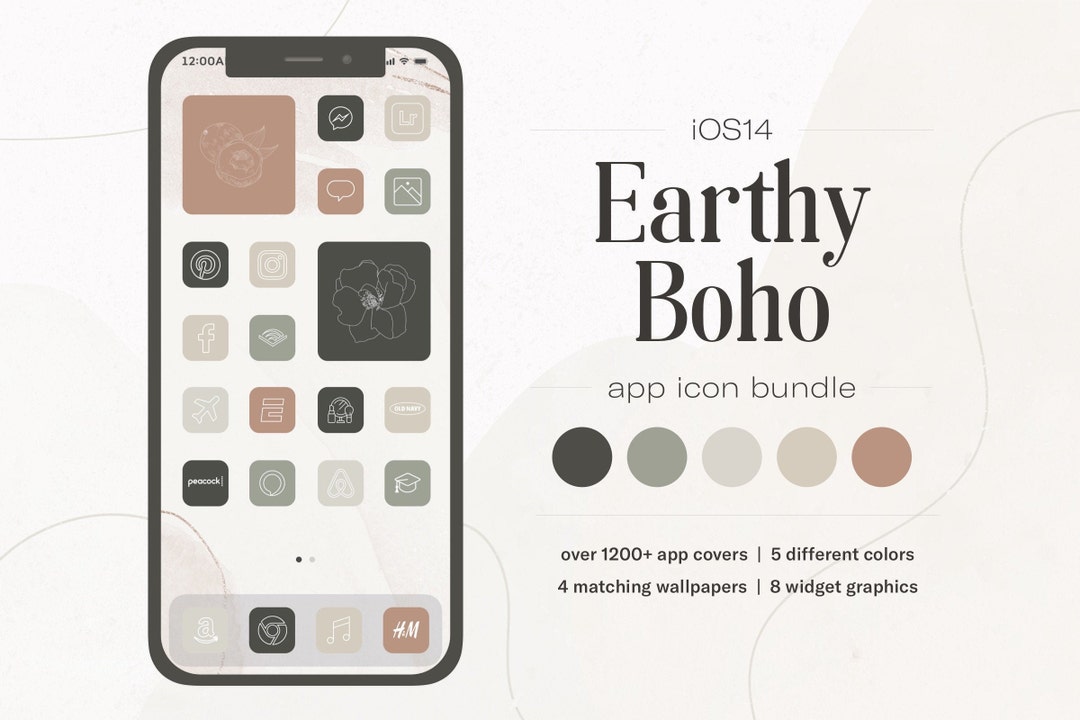 Ios16 App Icons, Neutral Boho App Icons, App Covers, Icons Bundle ...