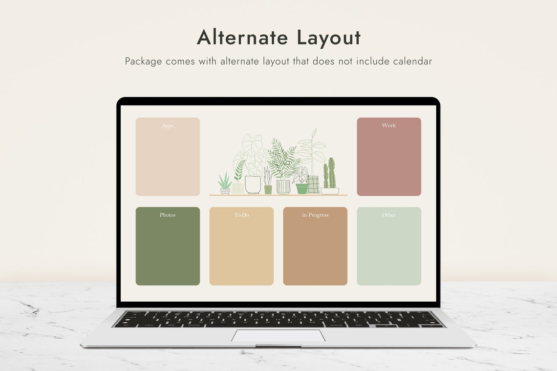 Desktop Wallpaper Organizer Light Colored Boho Plants Folder - Etsy