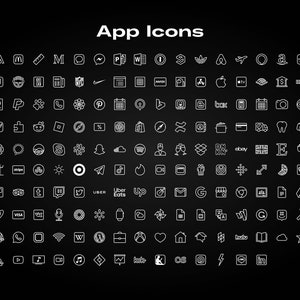 Transparent White iPhone App Icons - Clean Outlined Minimal ...