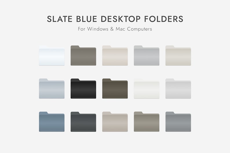 Blue Desktop Folder Icons Compatible With Mac & Windows - Etsy