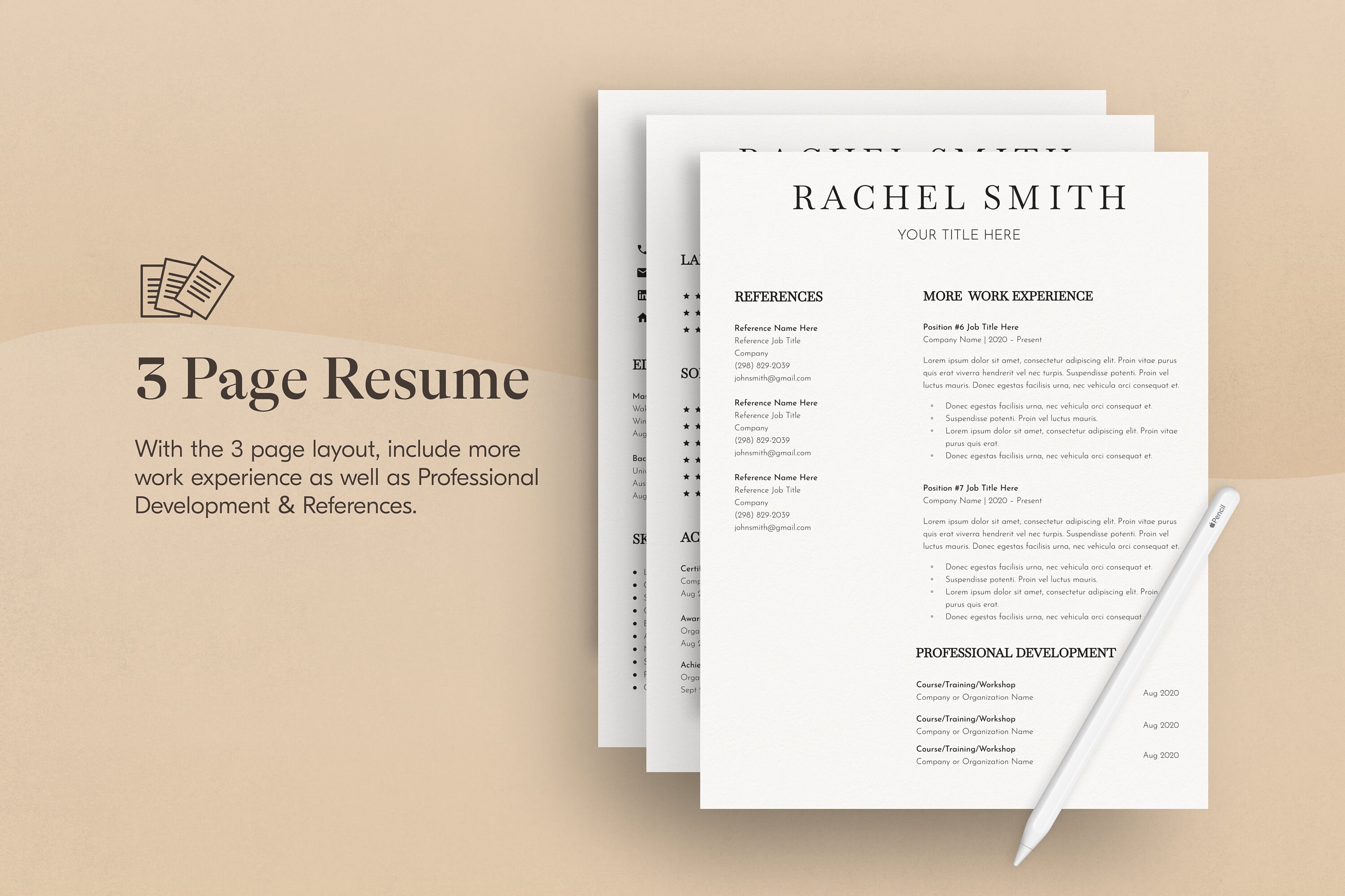 Simple Resume Template Word Google Docs Minimal Resume | Etsy