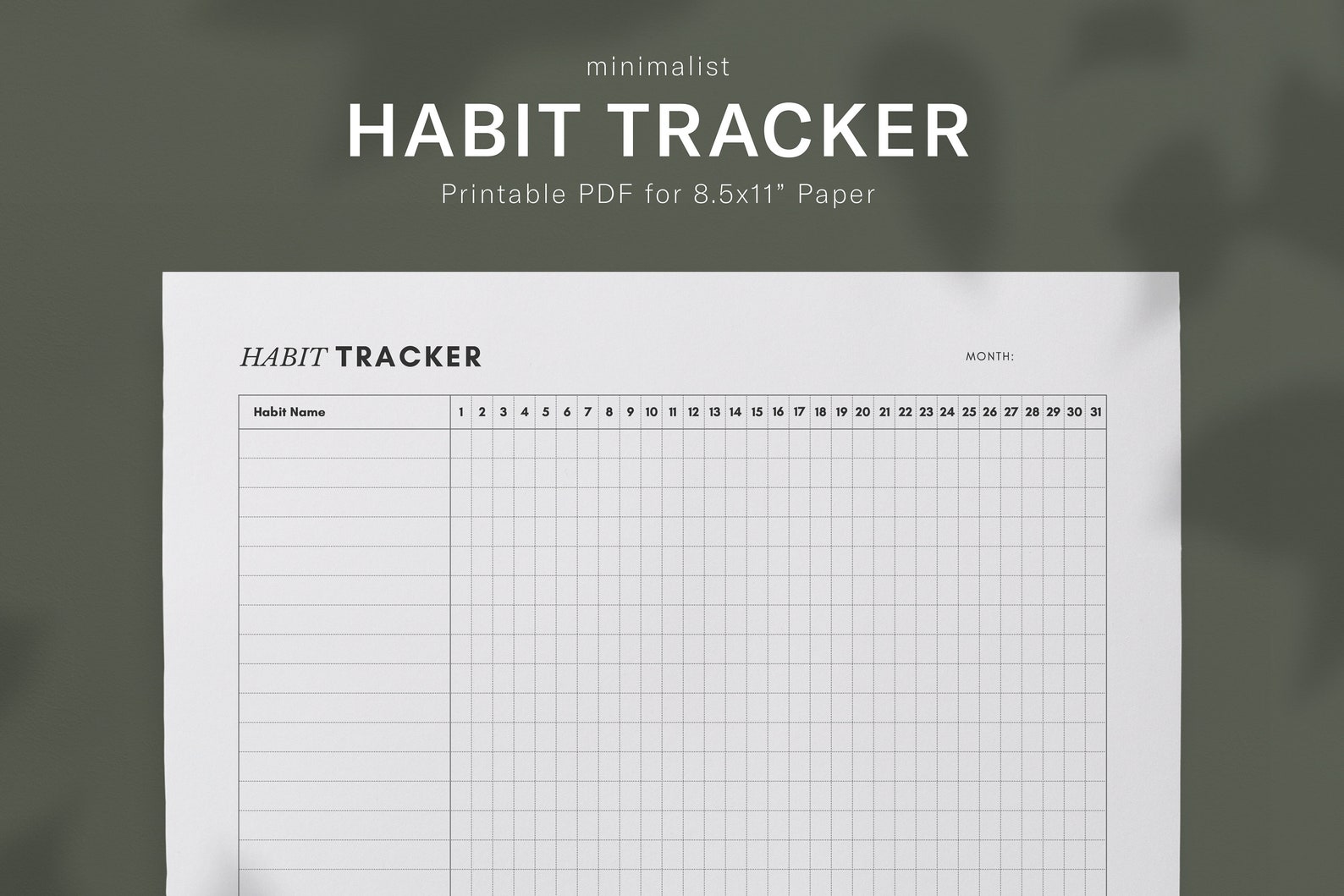 Minimalist Daily Habit Tracker Printable Editable PDF - Etsy