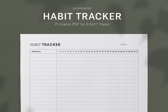 Minimalist Daily Habit Tracker Printable Editable PDF - Etsy