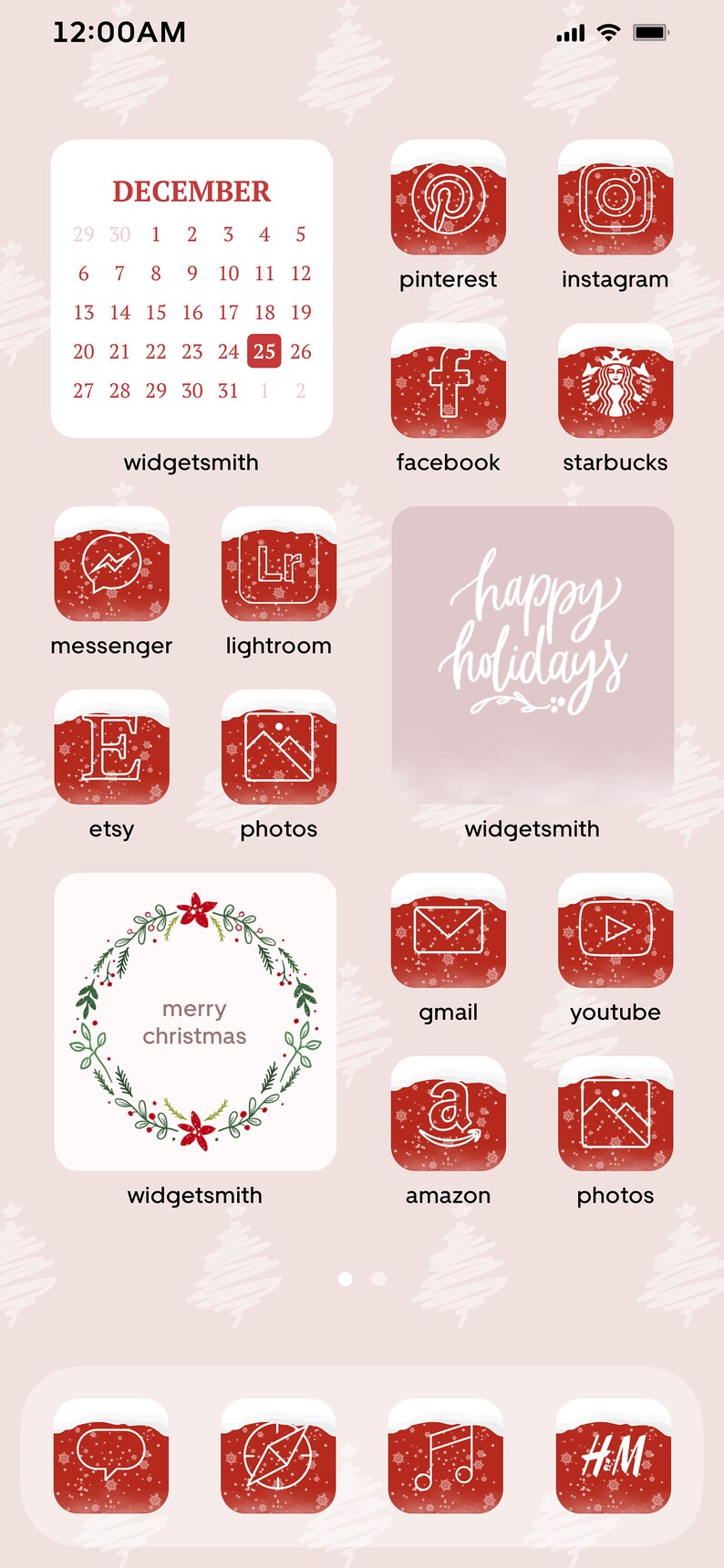 Pink Christmas Winter Iphone Icon Pack Iphone Ios16 App - Etsy