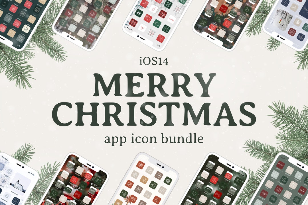 Merry Christmas App Icon Bundle iPhone Ios16 App Icons All Christmas ...
