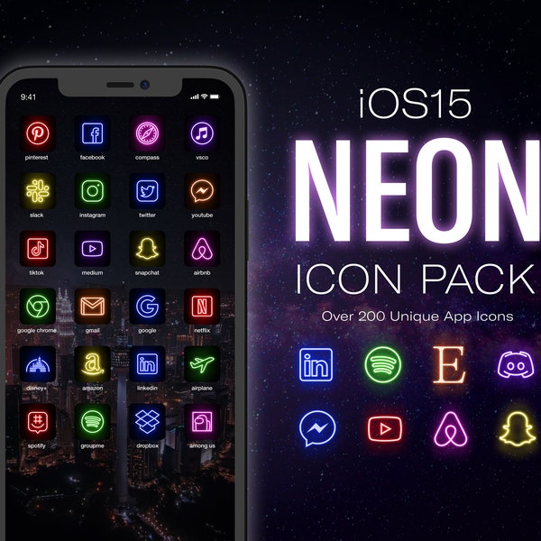 Neon App Icons - Etsy