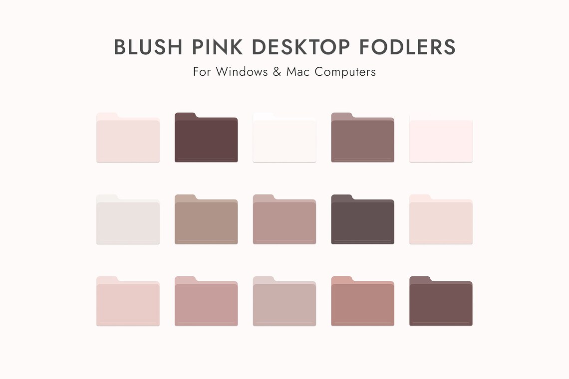 Desktop Folder Icons Blush Pink Compatible With Mac & | Etsy