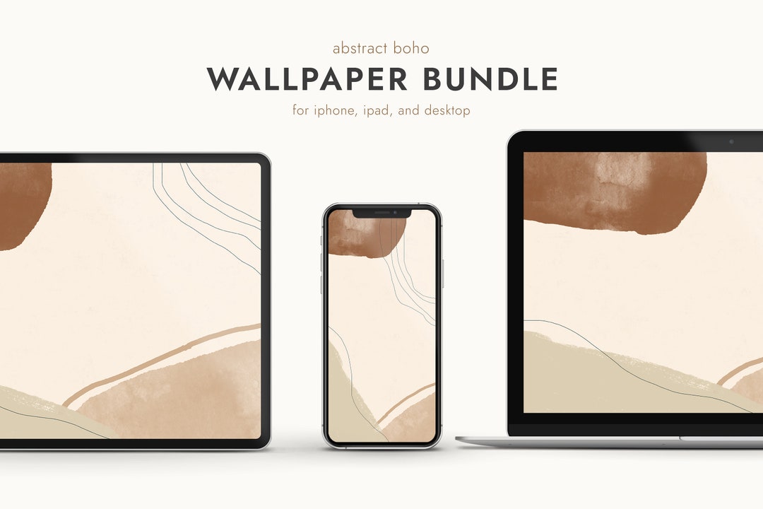 Brown & Beige Abstract Boho Wallpaper Bundle for Iphone, Ipad, MacBook ...