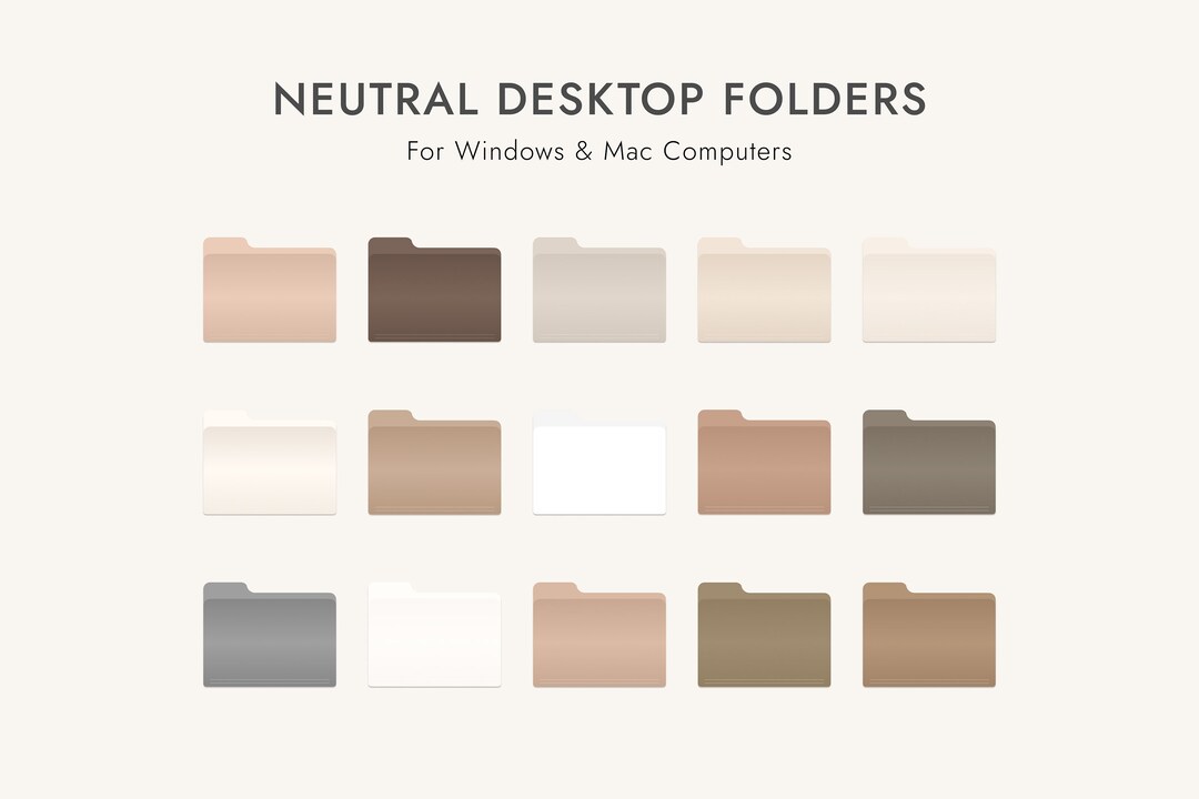Neutral Beige Desktop Folder Icons - Compatible With Mac & Windows ...