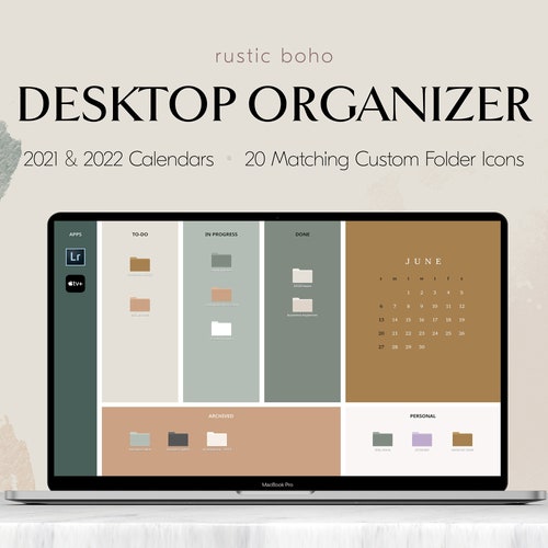 Rustic Boho Desktop Wallpaper Organizer Includes 15 Macbook | Etsy