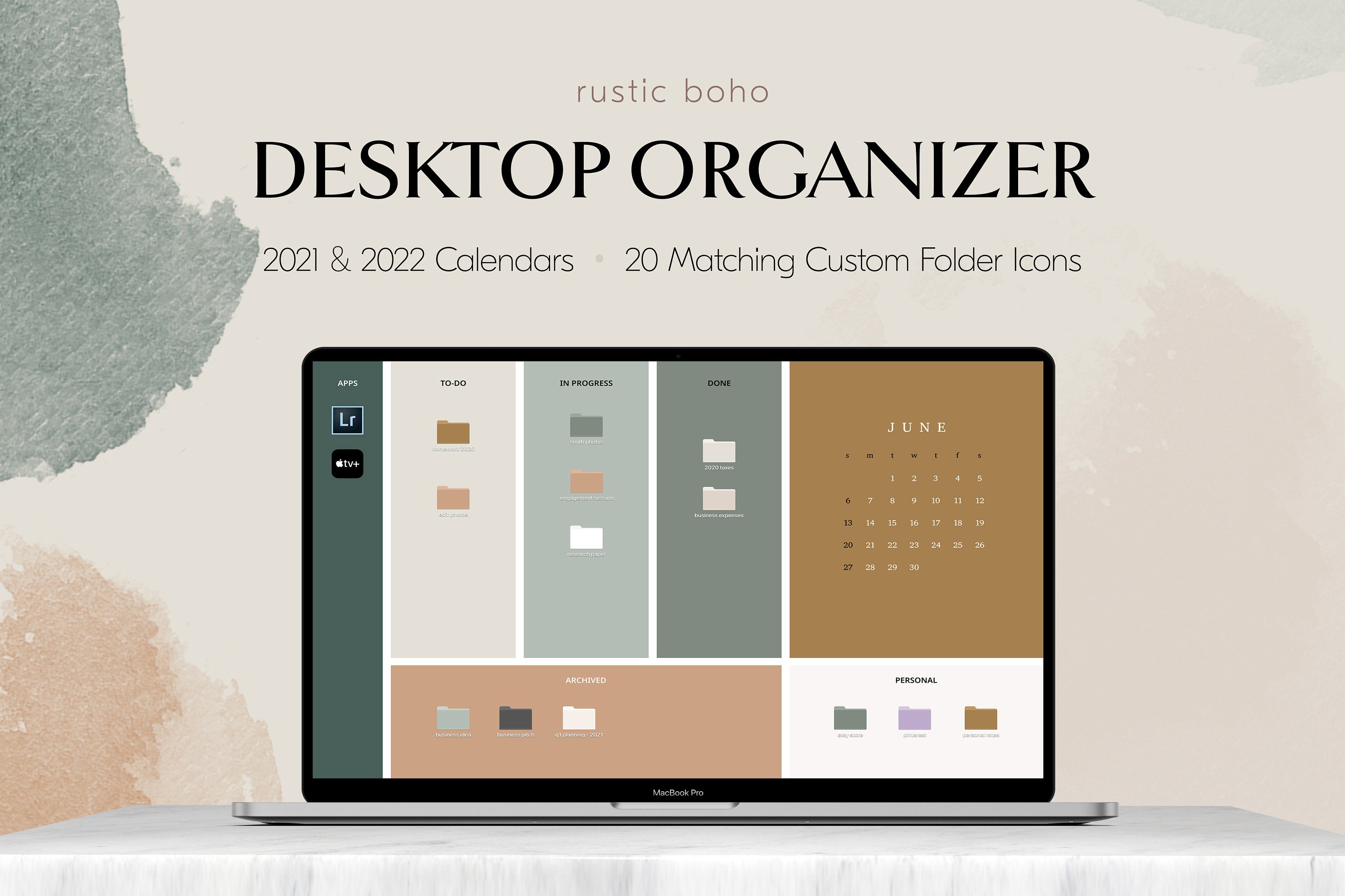 Rustic Boho Desktop Wallpaper Organizer Includes 15 Macbook | Etsy