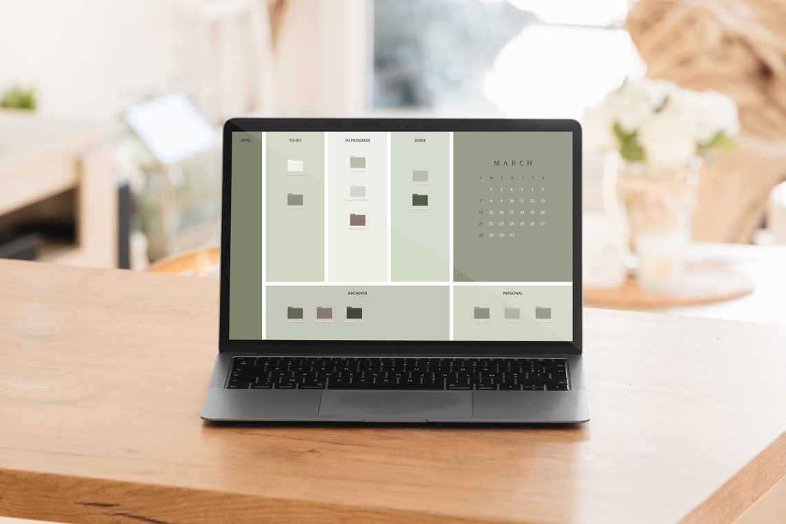Green Desktop Wallpaper Organizer Custom Folder Icons | Etsy
