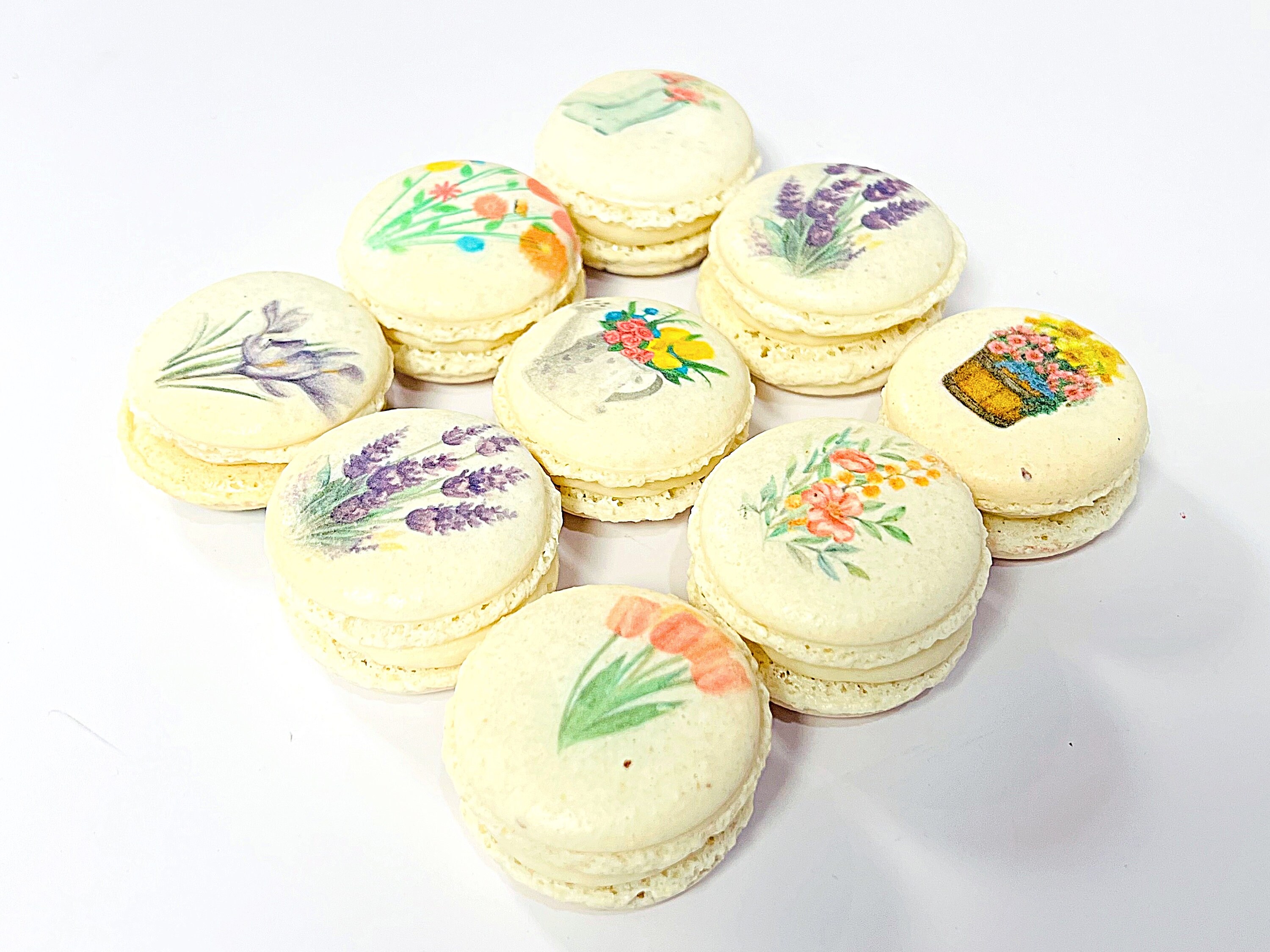 Spring Blossom Macarons: Customizable Delights in Packs of 6, 12, or 24 ...