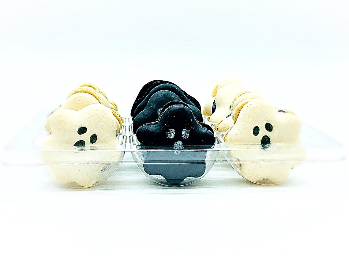 Dark Chocolate Buttercream Ghost Macarons | Available in 6, 12 or 24 ...