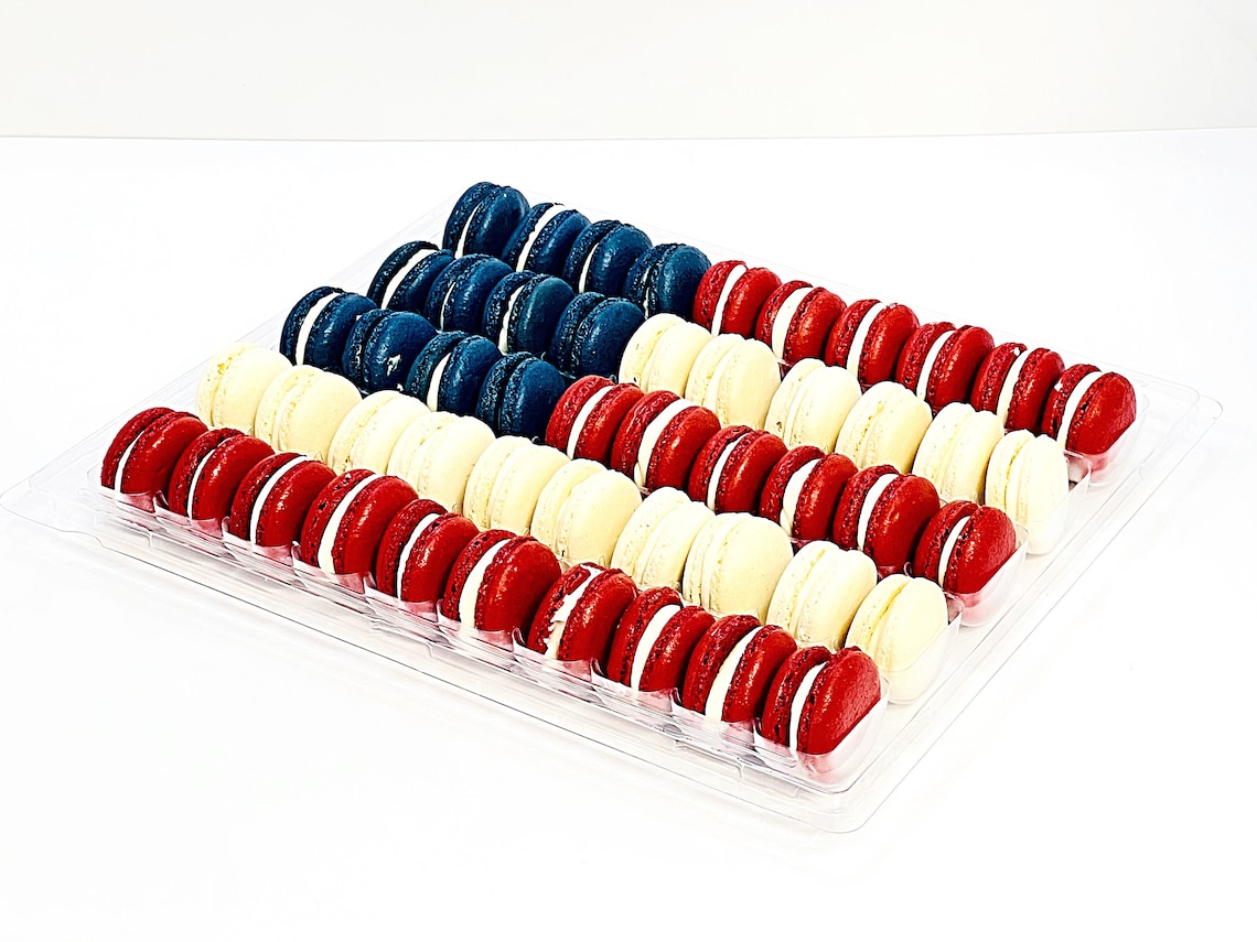 50 Pack Assorted French Macaron, the American Flag | Red, Navy Blue ...