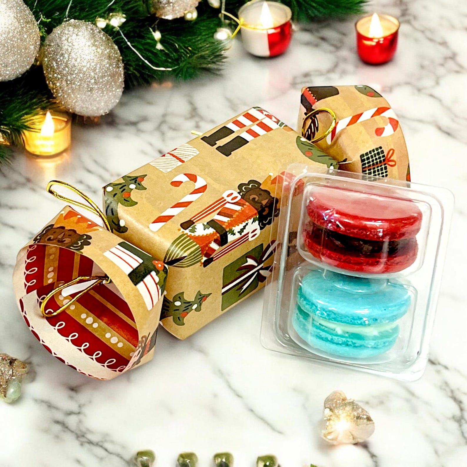 Rustic Holiday Candy Wrap Macaron Set - 6 Designs, Choose Your Flavors ...