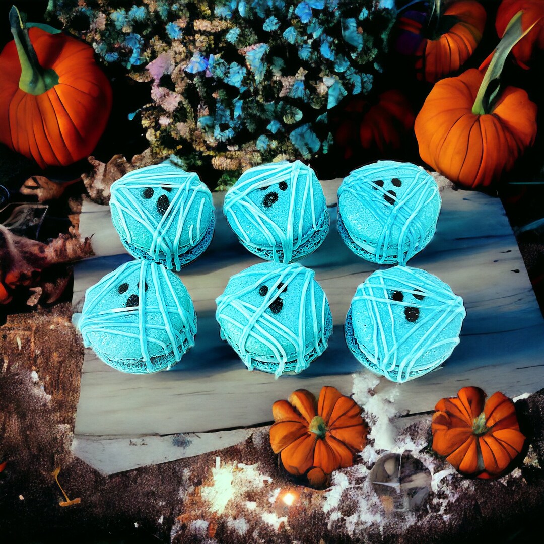 Mummy French Macarons (blue) | Available in 6, 12 or 24 Pack - Etsy