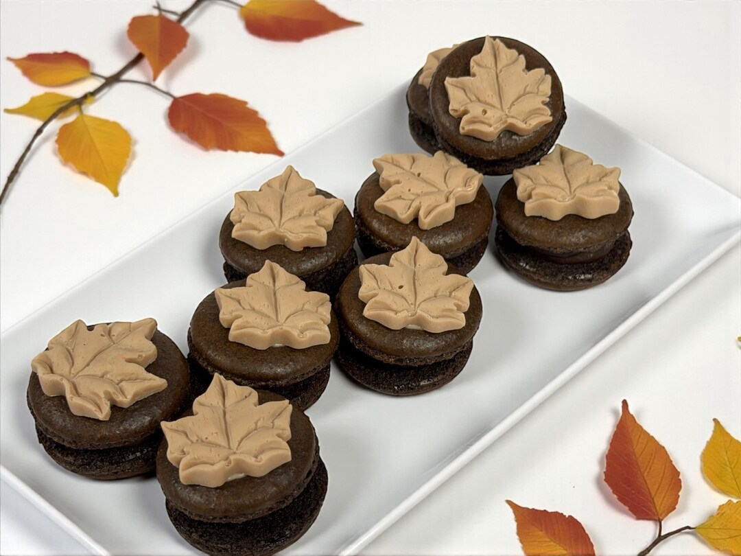 Maple Leaf Chocolate Charm French Macarons - Etsy