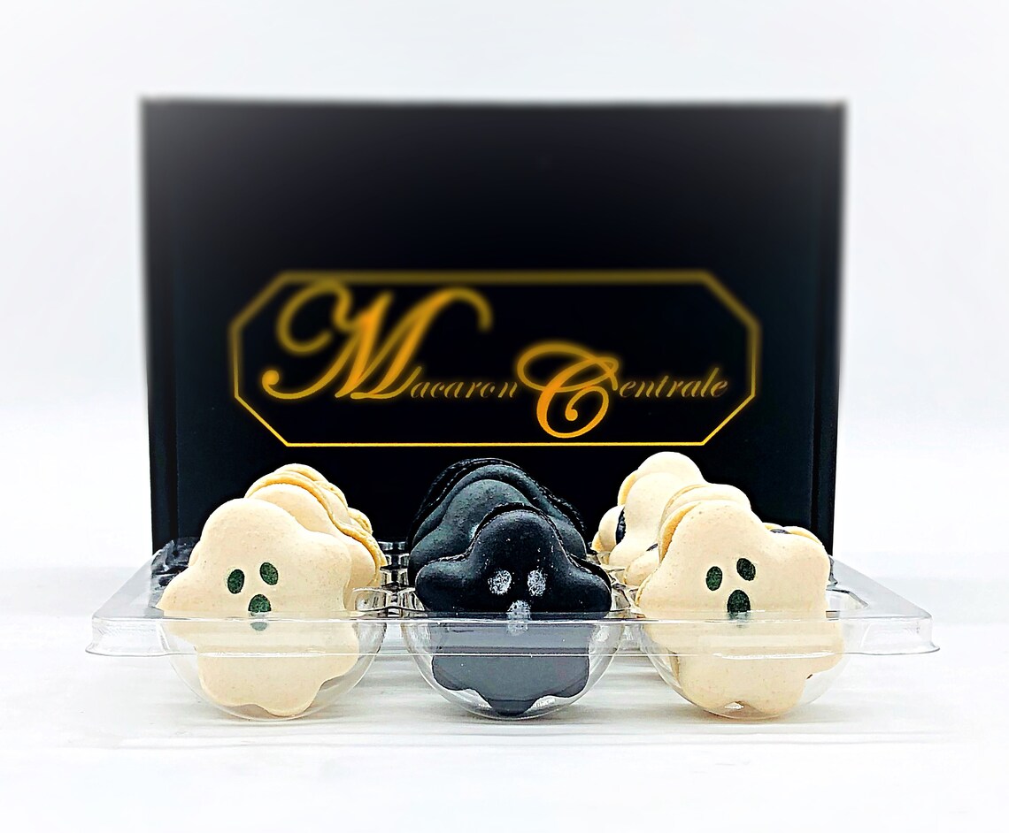 Dark Chocolate Buttercream Ghost Macarons Available in 6 12 | Etsy