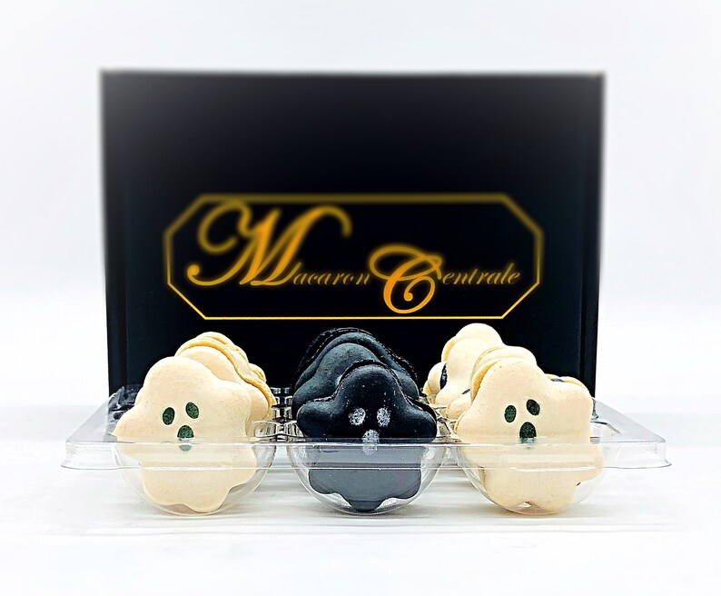 Dark Chocolate Buttercream Ghost Macarons Available in 6 12 | Etsy