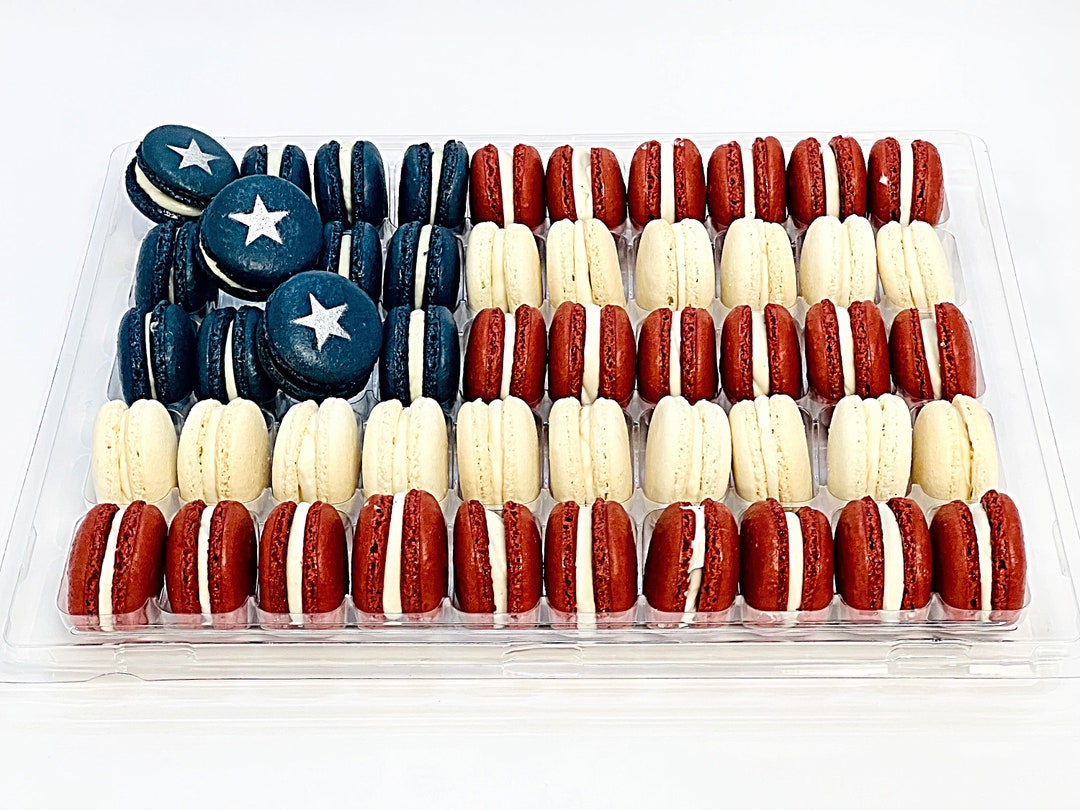 50 Pack Assorted French Macaron, the American Flag | Red, Navy Blue ...