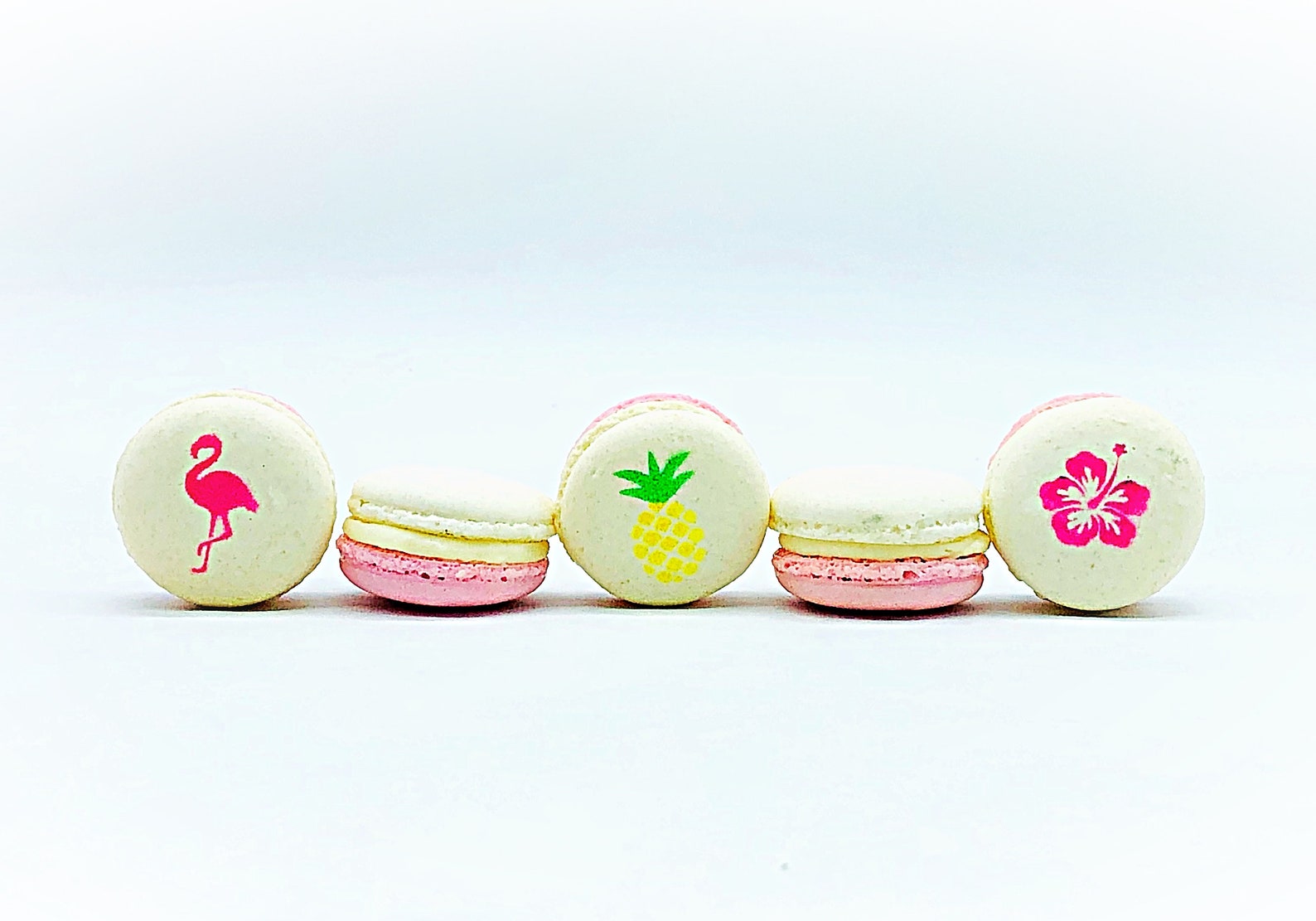 French Macaron Flamingo Luau Set Available in 6 or 12 Pack | Etsy