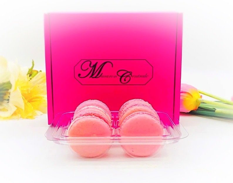 6 Pack Raspberry French Macarons - Etsy