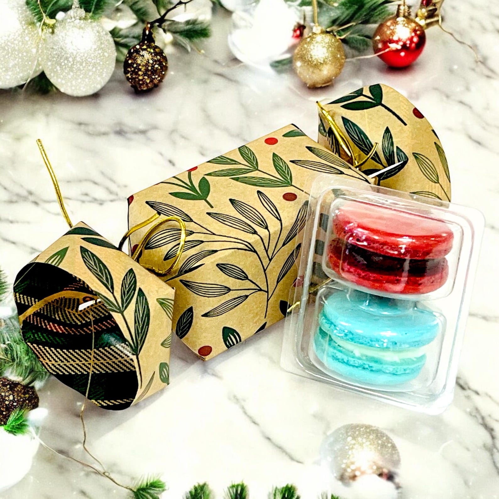 Rustic Holiday Candy Wrap Macaron Set - 6 Designs, Choose Your Flavors ...