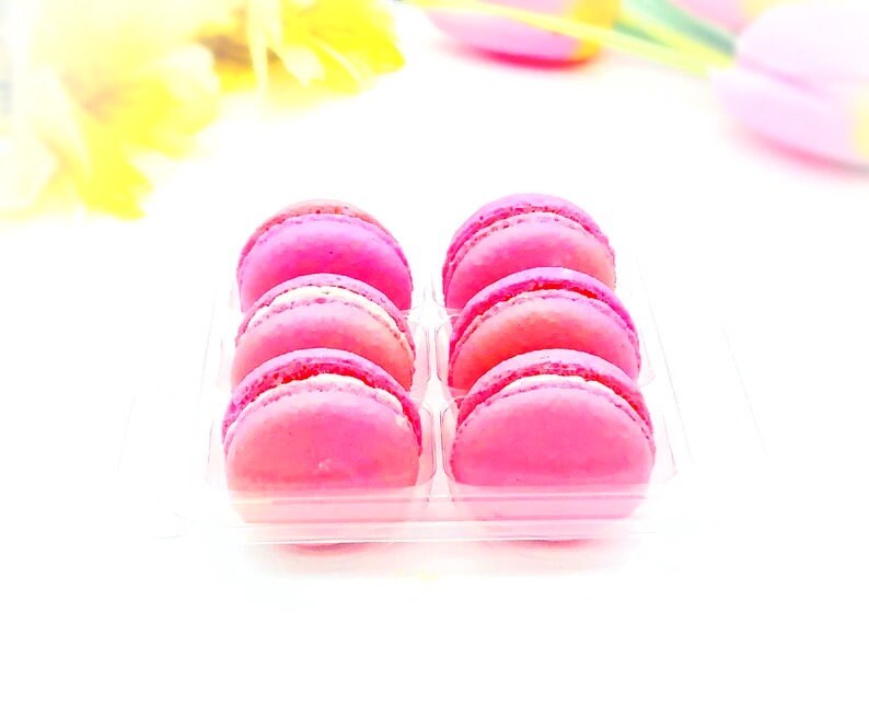 6 Pack Raspberry French Macarons - Etsy