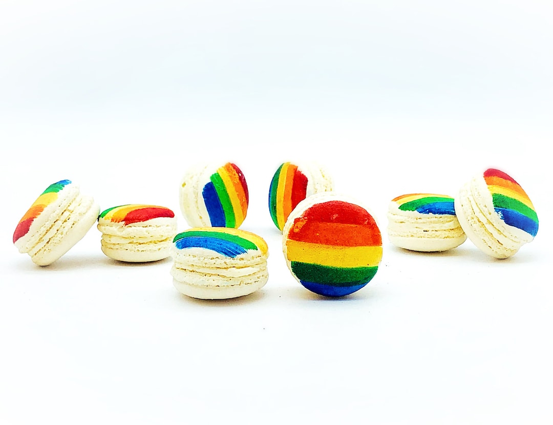 Pride Macarons: Hand-painted Rainbow French Macarons (6 or 12 Pack) - Etsy