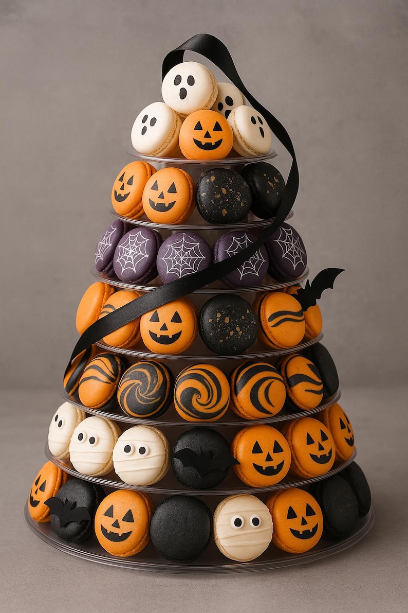 Ghostly Macaron Tower: Halloween Dessert Centerpiece - Etsy