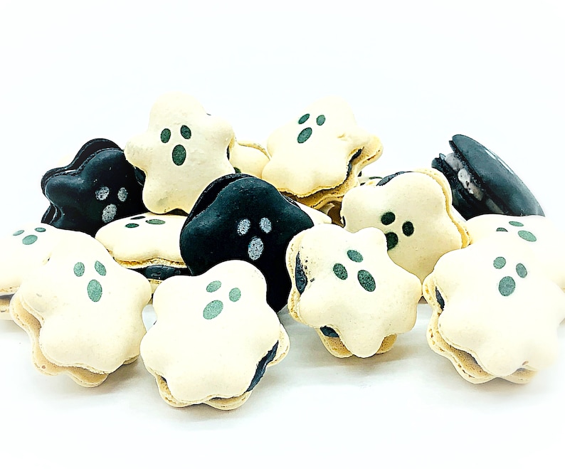 Dark Chocolate Buttercream Ghost Macarons | Available in 6, 12 or 24 ...