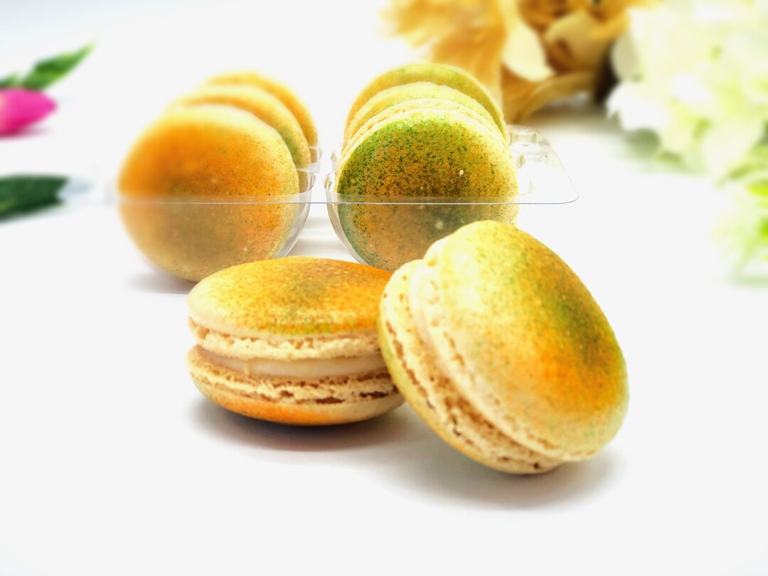 6 Pack Pineapple Apricot Macarons - Etsy