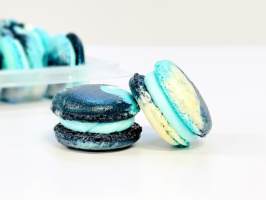 6 Pack Blue Curaçao White Chocolate French Macarons - Etsy