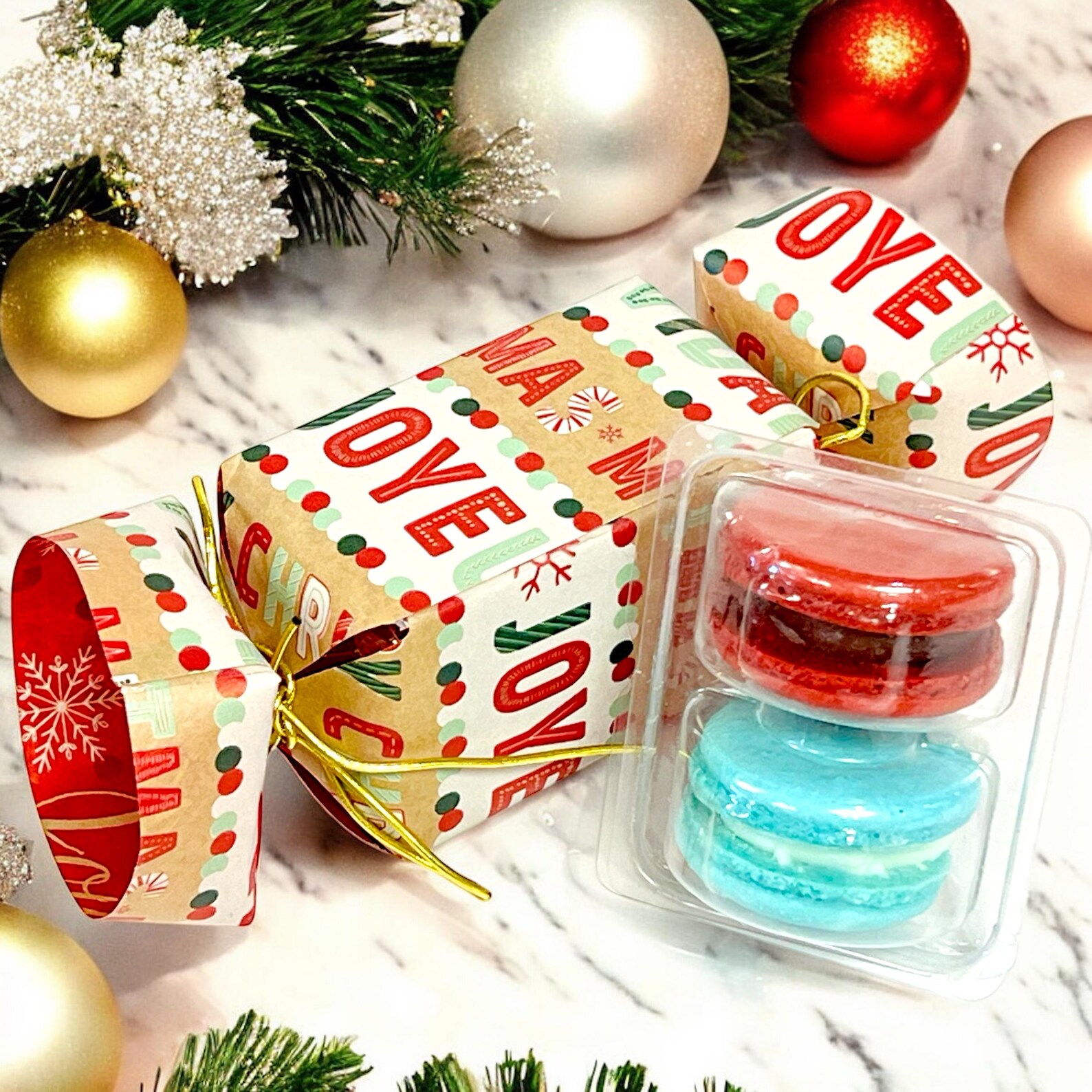 Rustic Holiday Candy Wrap Macaron Set - 6 Designs, Choose Your Flavors ...