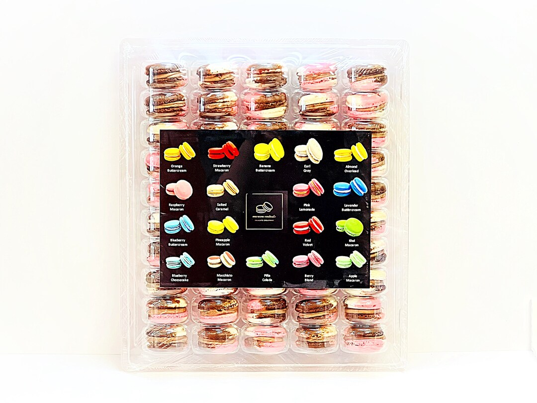 50 Pack Neapolitan French Macaron Value Pack | Vanilla, Chocolate and ...