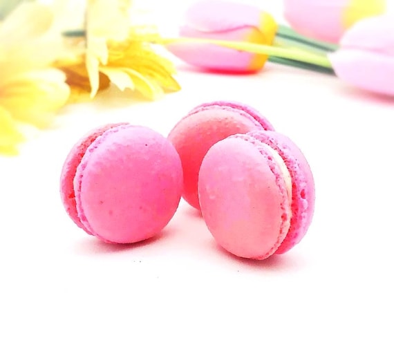 6 Pack Raspberry French Macarons - Etsy