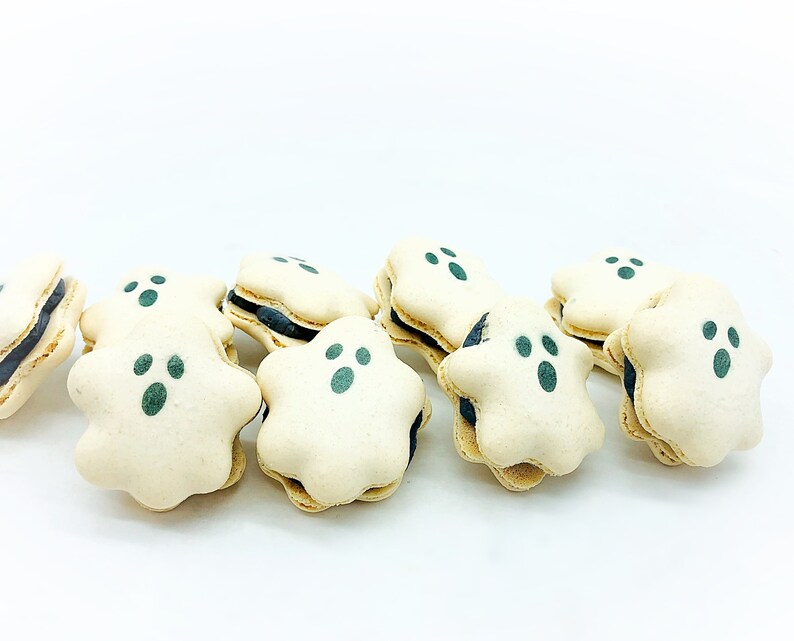 Dark Chocolate Buttercream Ghost Macarons | Available in 6, 12 or 24 ...