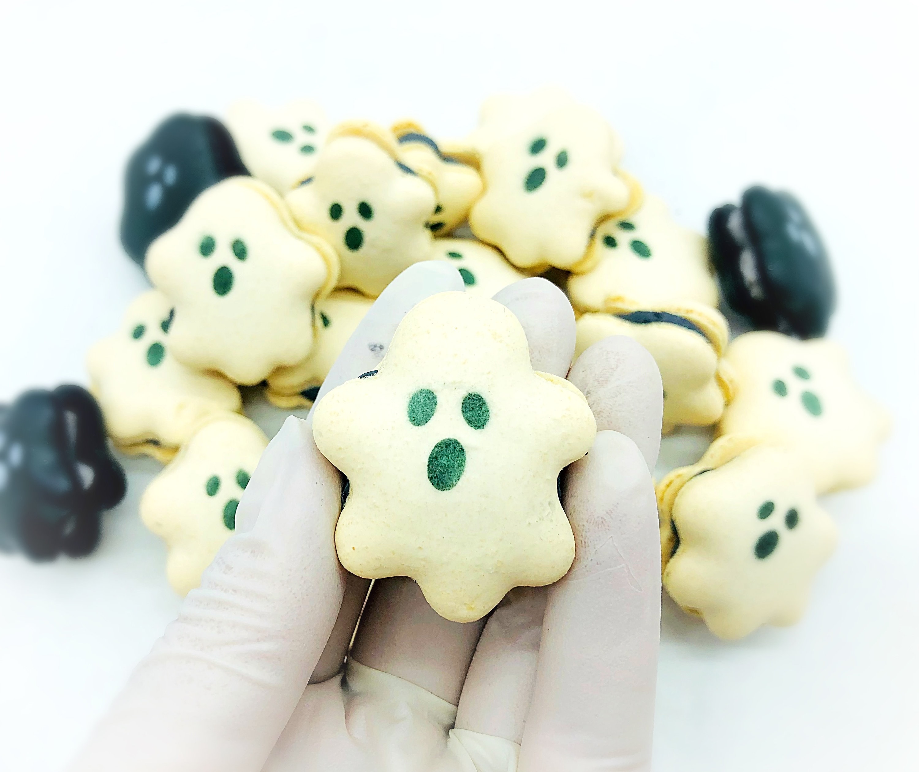 Dark Chocolate Buttercream Ghost Macarons Available in 6 12 | Etsy