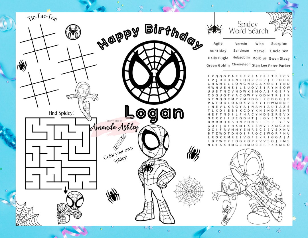 Spidey & Friends Coloring Sheet, Coloring Page, Spiderman Birthday ...