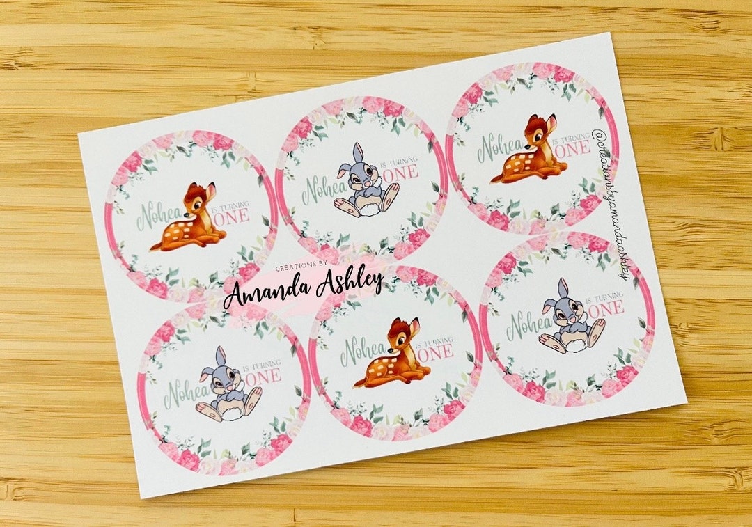 Bambi Birthday Stickers, Bambi Favor Stickers, Bambi Favors, Bambi ...
